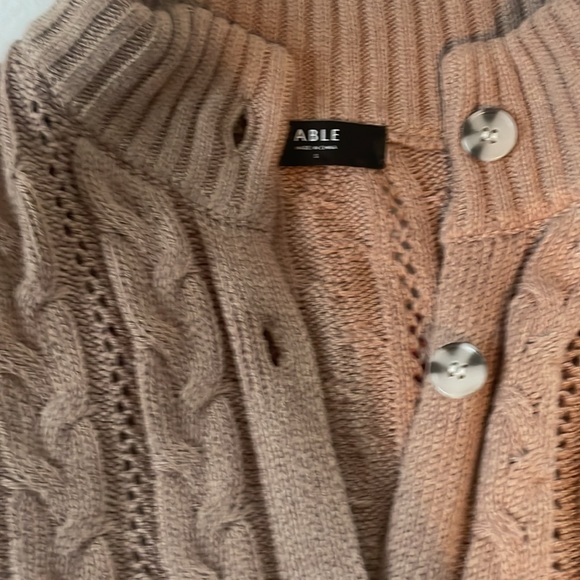 Able | Sweaters | New Able Cable Knit Cardigan Button Up High Neck ...